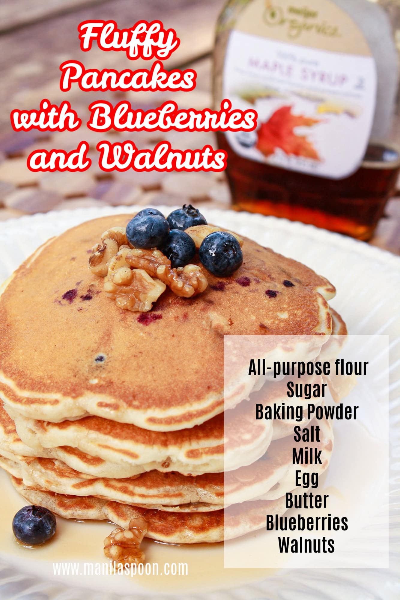 Fluffy Pancakes with Blueberries and Walnuts - Manila Spoon