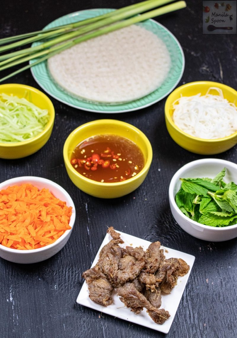 Vietnamese Fresh Spring Rolls with Lemongrass Beef - Manila Spoon
