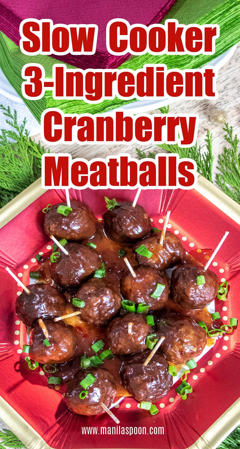 Slow Cooker 3-Ingredient Cranberry Meatballs - Manila Spoon