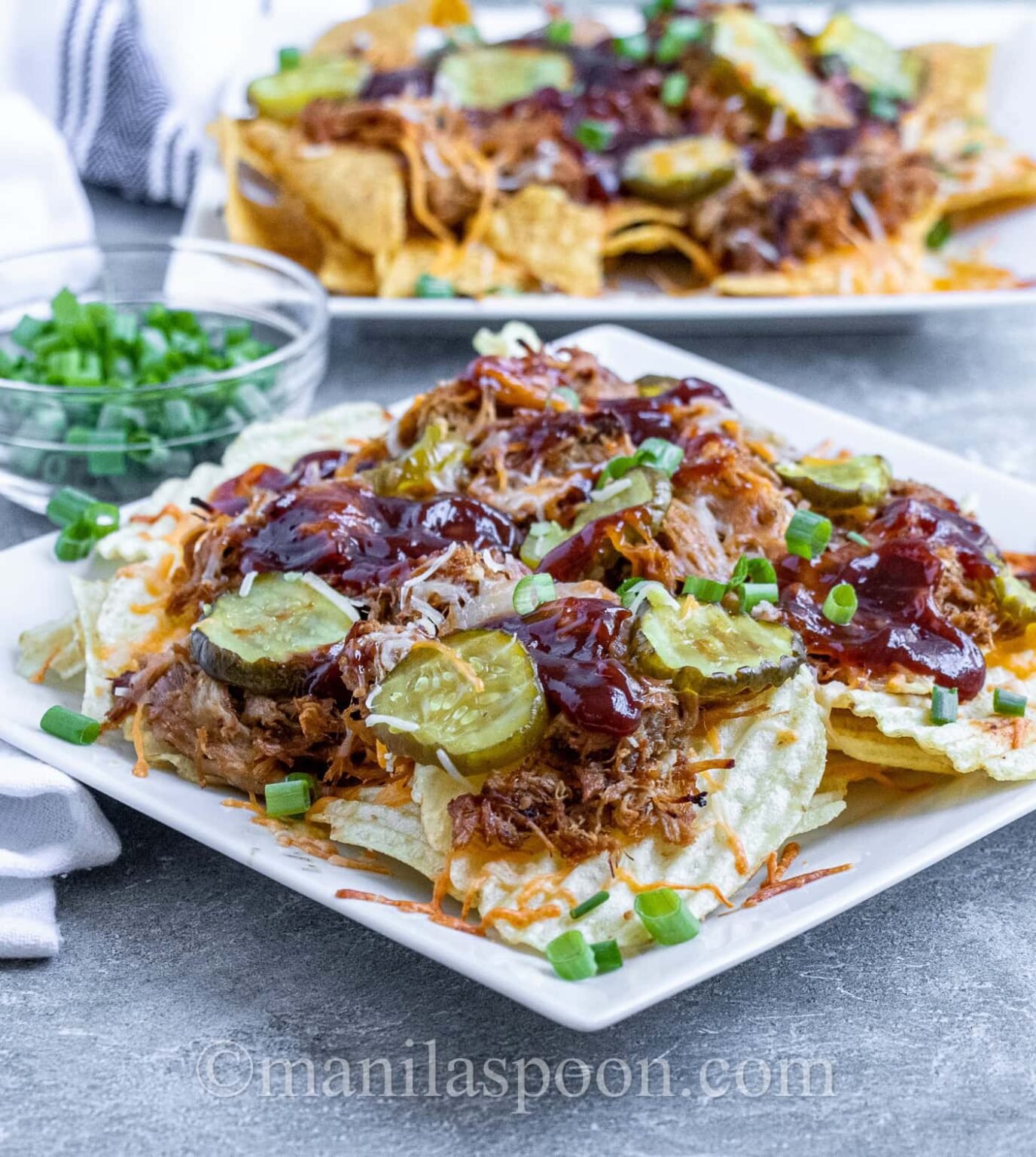 Barbecue Pulled Pork Potato Chips Nachos - Manila Spoon