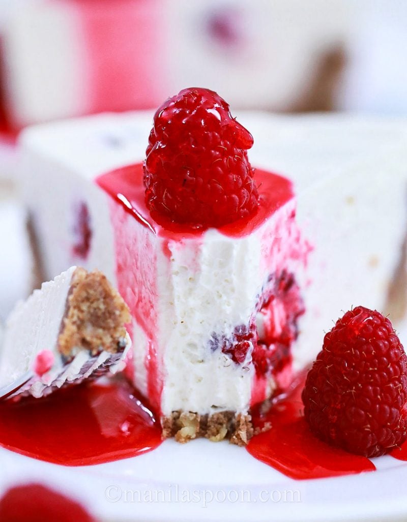 NO BAKE White Chocolate Raspberry Cheesecake with fresh Raspberry ...