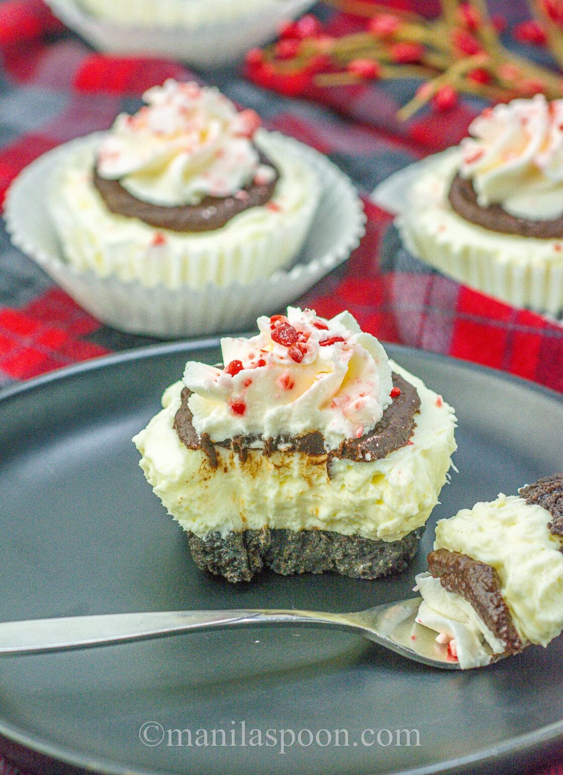 No Bake Mini Peppermint Chocolate Cheesecake - Manila Spoon